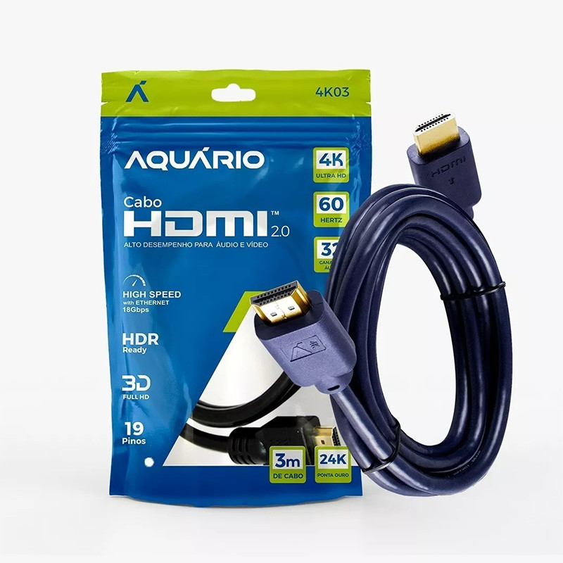 Cabo Hdmi X Hdmi 3,0 Metros 2.0 4K Fhd 4K03 Aquario
