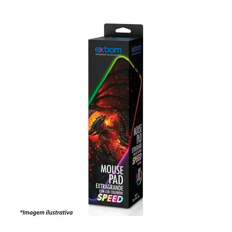 Mouse Pad **Sem Apoio Gamer Com Led Rbg Dragao Mp-Led3080C01 Exbom